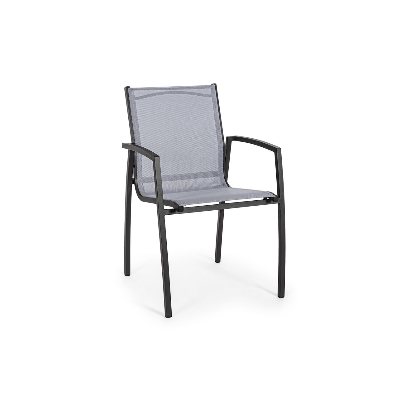 Scaun de gradina, terasa Hilla, aluminiu, gri carbune | Archdeco.ro